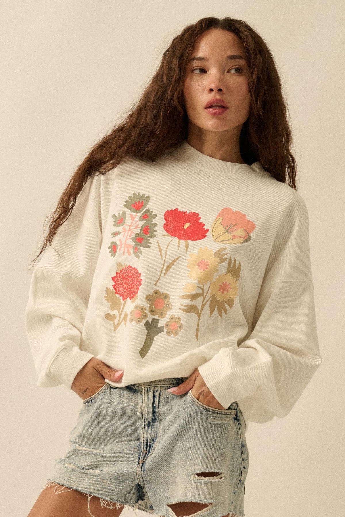 Fall Flowers Floral Thermal Graphic Top
