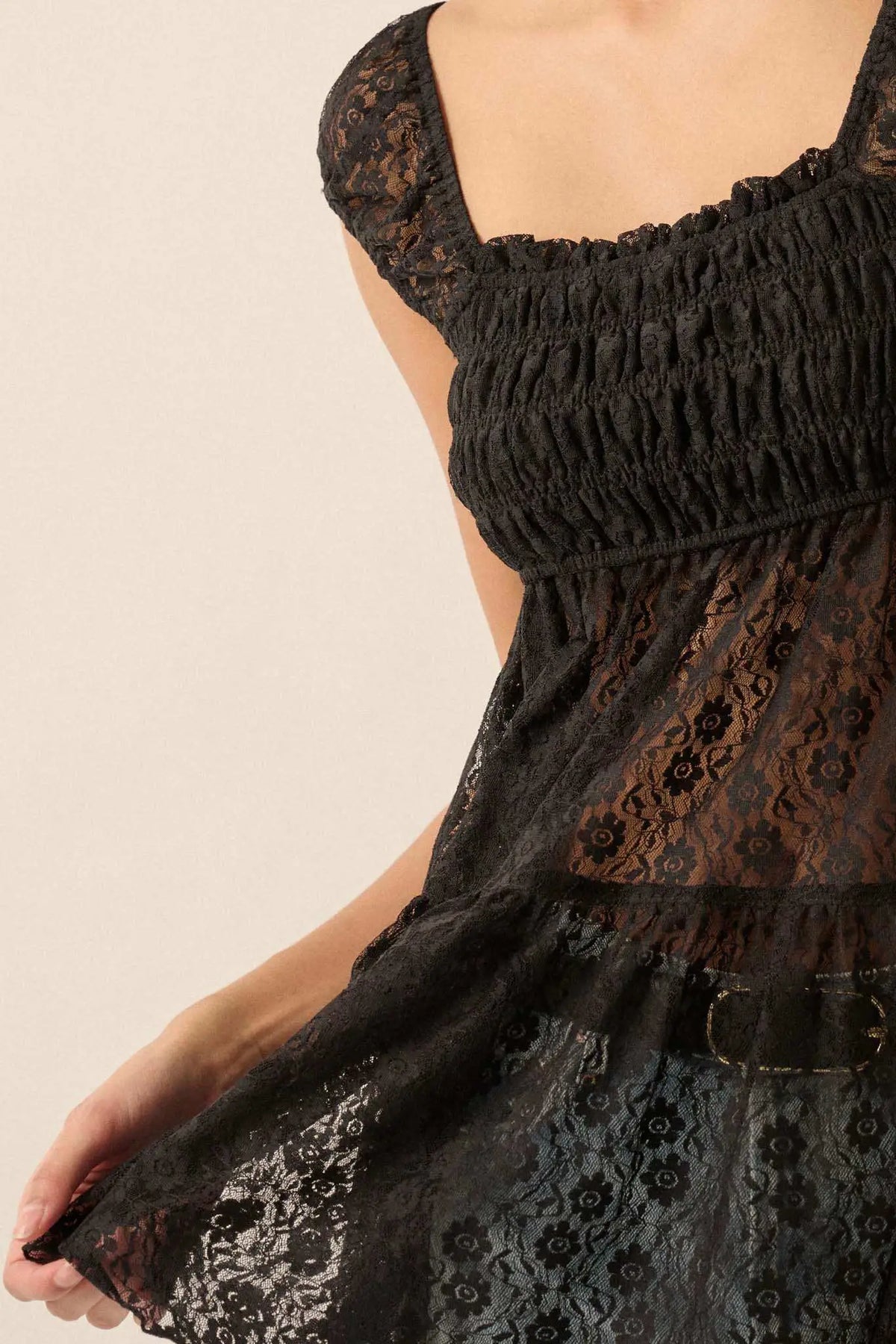 Purely Pretty Smocked Lace Babydoll Top