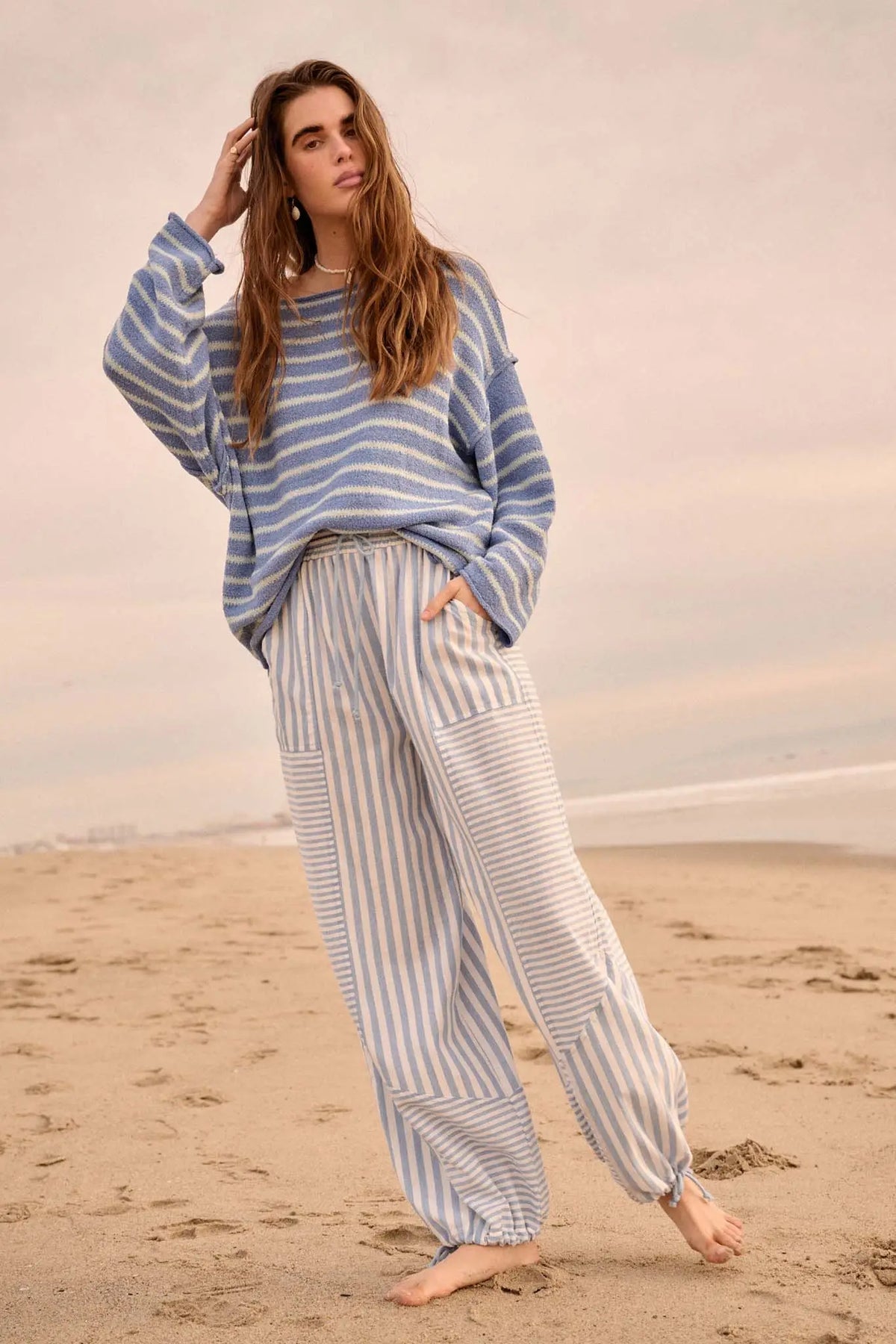 Jump for Joy Striped Drawstring Parachute Pants