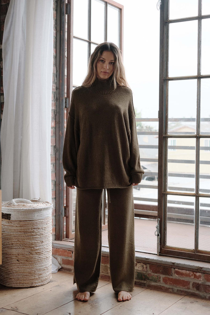 Promise the Label Textured Mock-Neck Sweater
