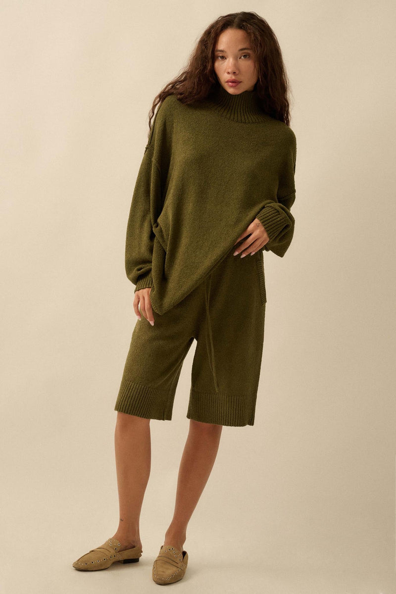 Promise the Label Textured Mock-Neck Sweater
