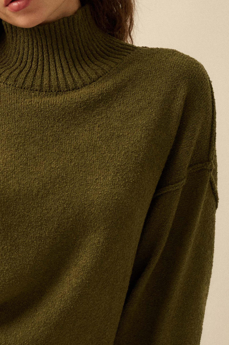 Promise the Label Textured Mock-Neck Sweater