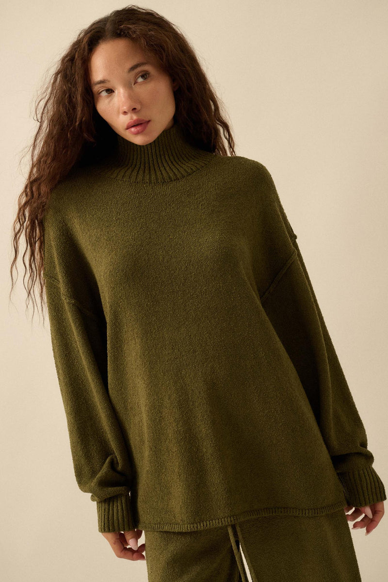 Promise the Label Textured Mock-Neck Sweater