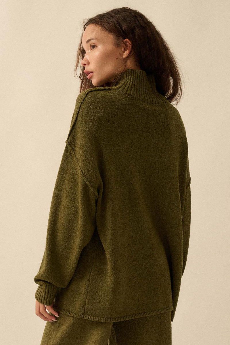 Promise the Label Textured Mock-Neck Sweater