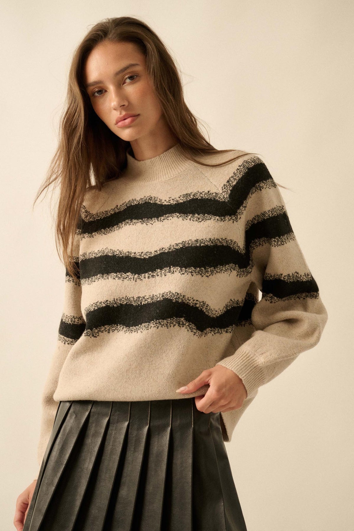 Stroke of Genius Striped Jacquard-Knit Sweater