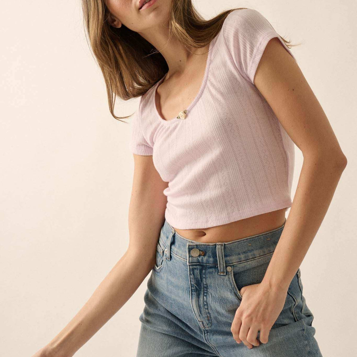 Simply Sweet Cropped Pointelle Baby Tee