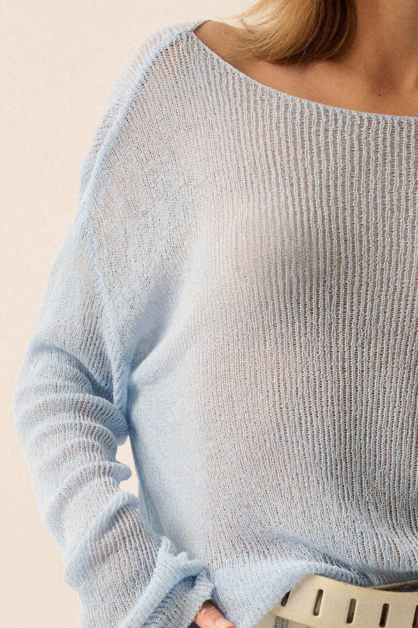 Sheer We Go Lightweight Knit Loose-Fit Sweater