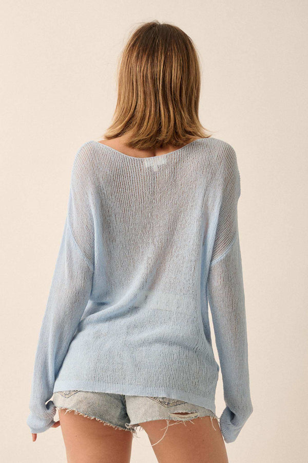 Sheer We Go Lightweight Knit Loose-Fit Sweater